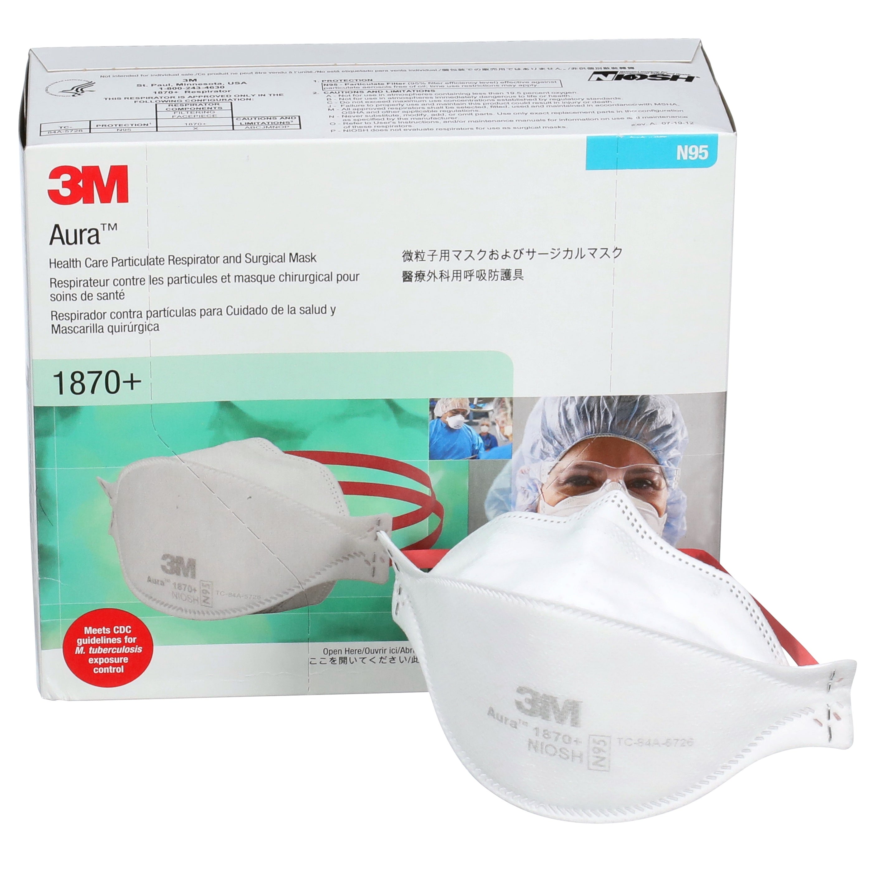 3M Canada Aura 1870+ NIOSH N95 Respirator 7100232516 7100235156