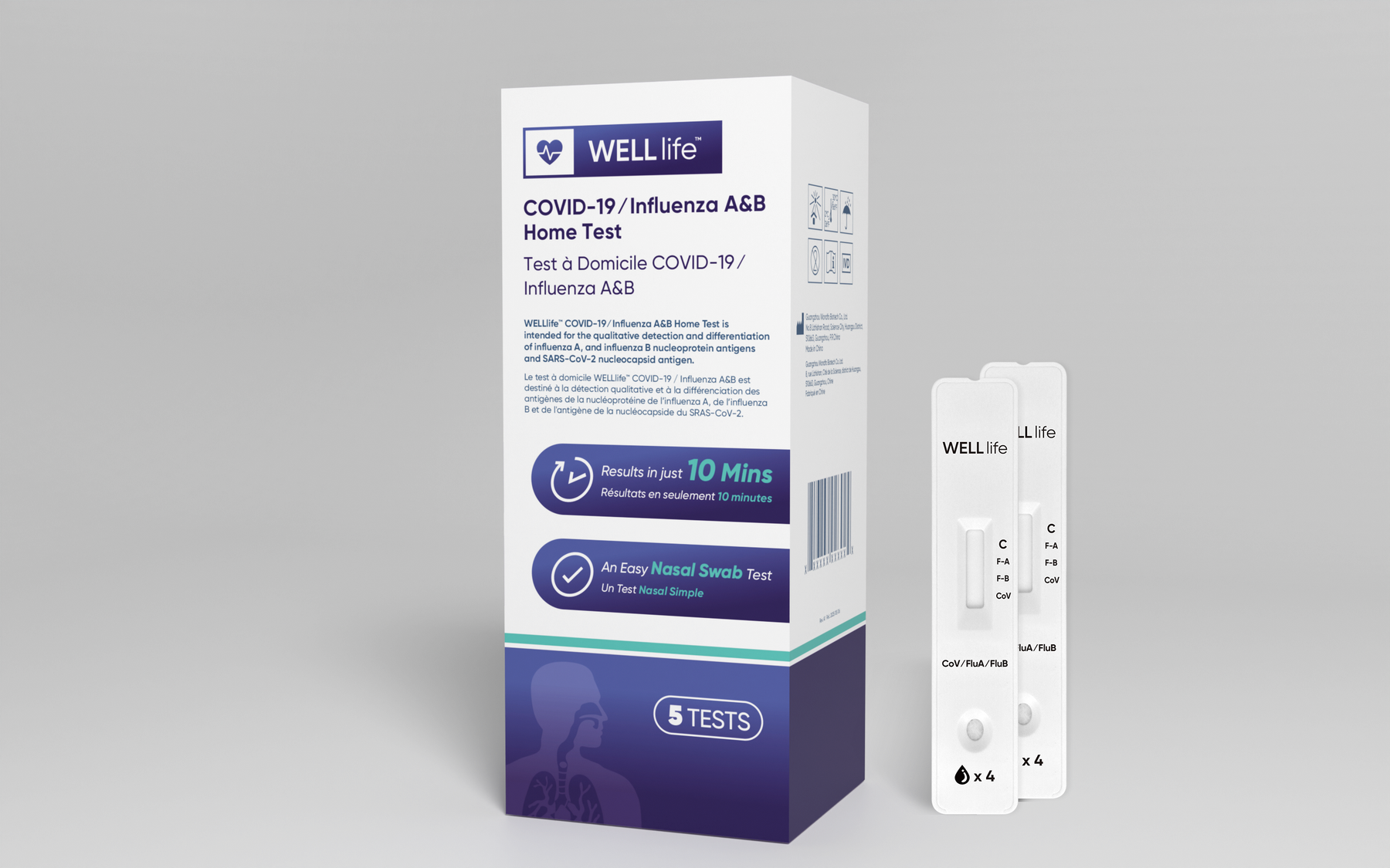 Well Life COVID-19 and Flu Home Combo Rapid Antigen Test (5 pcs)