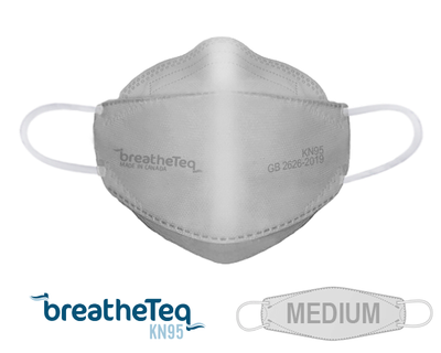 BreatheTeq KN95 Medium Grey Respirator Mask - Made in Canada